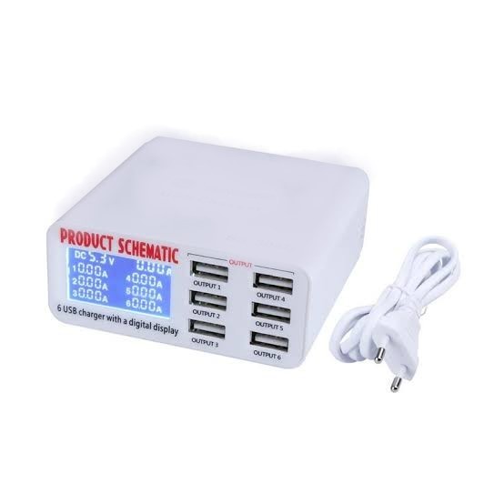 PRODUCT SCHEMATIC 6 usb PORT CHARGER WITH DIGITAL DISPLAY | Shopee ...