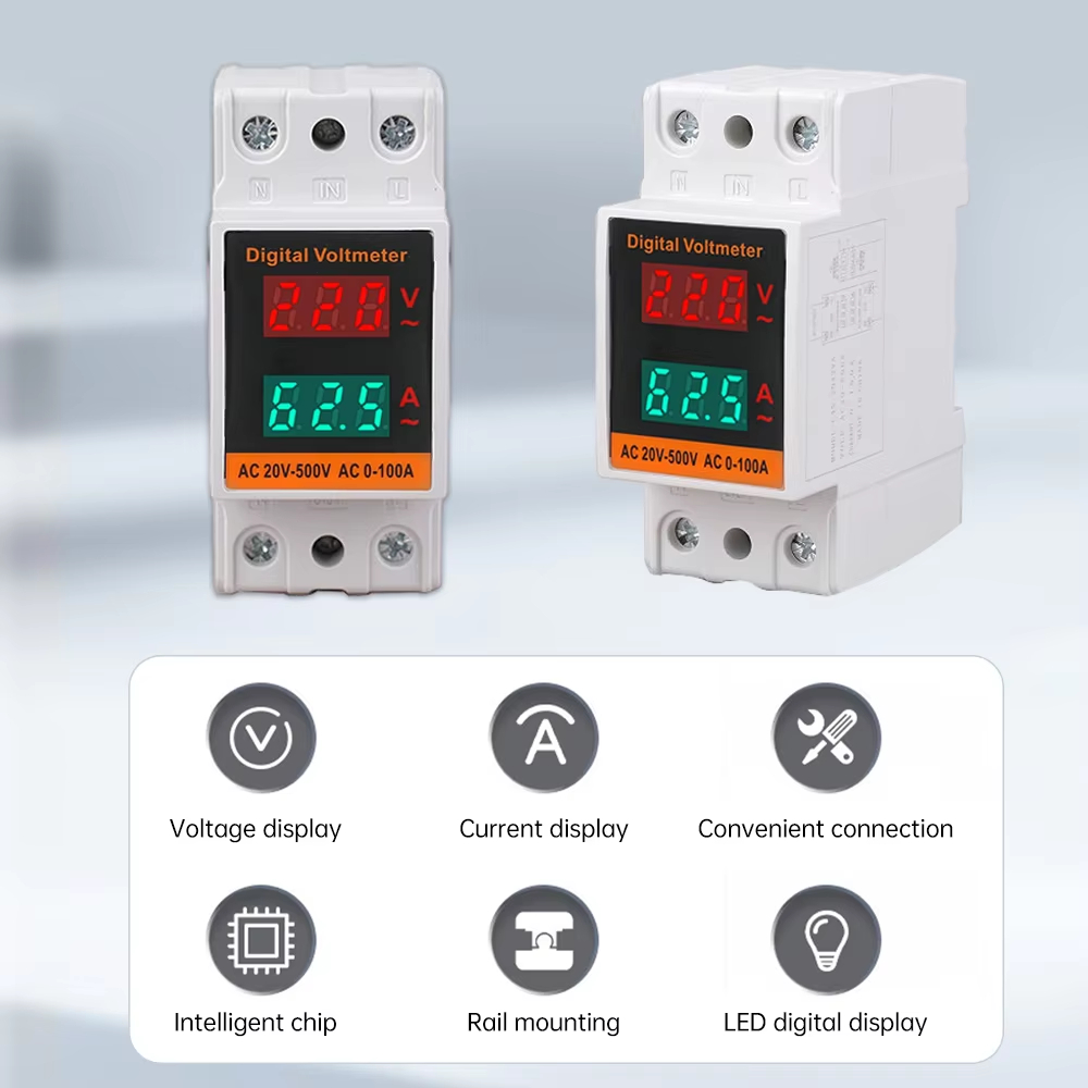 Mcb Digital Din Rail Over Voltage Current Protector 500V 100A - C45 ...