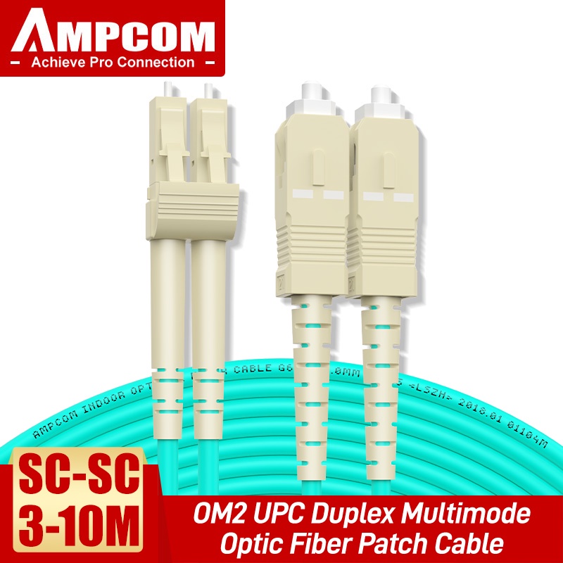AMPCOM Optic Fiber Cables Direct - OM3 SC LC Fiber Patch Cable | 10Gbps Optical Duplex 50/125 ...