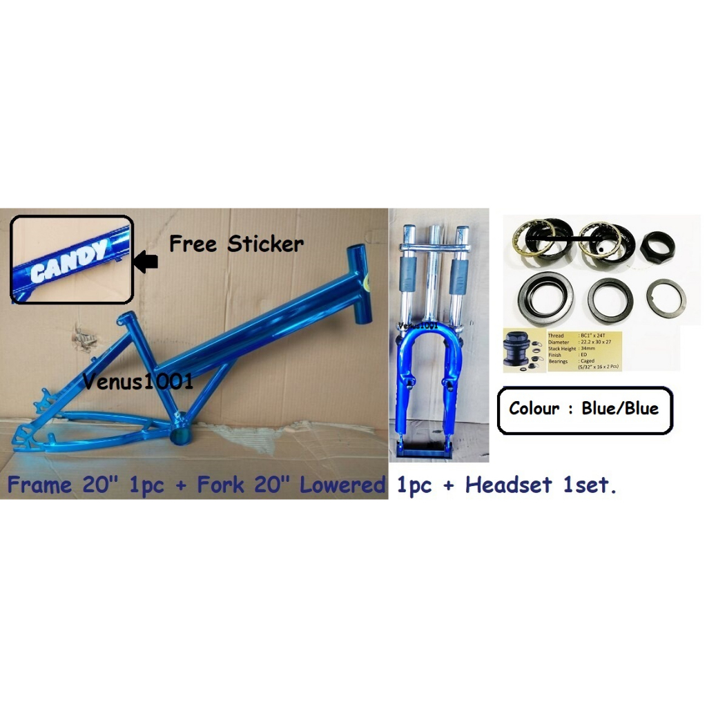 Body Frame bicycle CANDY 20" , Headset , Fork 20" Lowered untuk basikal ...