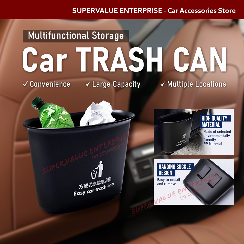 Car Trash Bin Waterproof Car Rubbish Bin Tong Sampah Kereta Can Bin ...