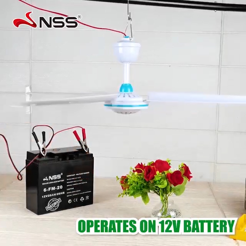 NSS dc 12v 3-blade ceiling fan emergency fan with alligator clip to ...