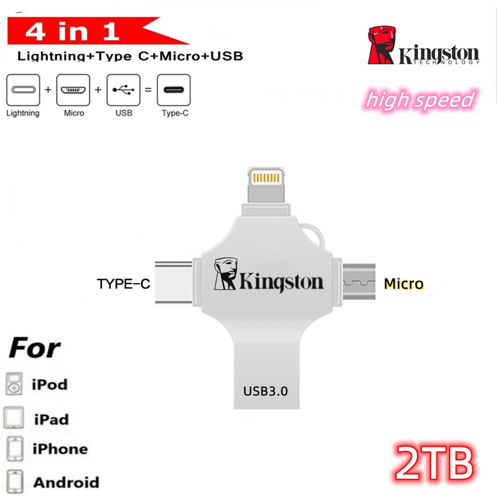 2TB Usb3.0 Flash Drive 4 in 1 Metal Otg Micro an type-c Pendrive four ...