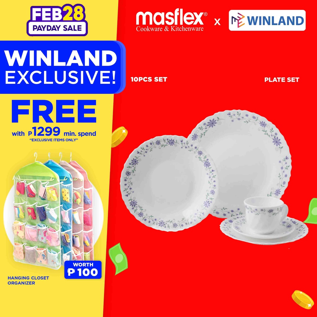 MASFLEX by Winland 10 Piece Opal Dinnerware Plate Set-Lavender ...