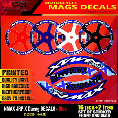NMAX JRP X DAENG MOTORCYCLE RIM DECALS GOOD FOR 2 RIMS (REAR AND FRONT ...