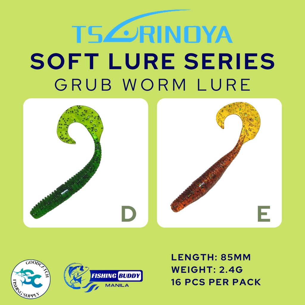 Tsurinoya Soft Bait Lure Series Grub Lure Worm 85mm 2.4g 16pcs | Shopee ...