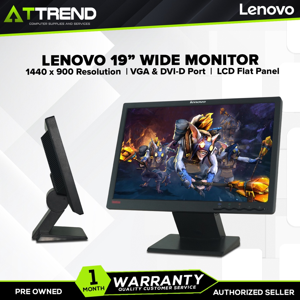 LENOVO 19" WIDE Monitor with Stand for Desktop PC / Laptop / CCTV ...