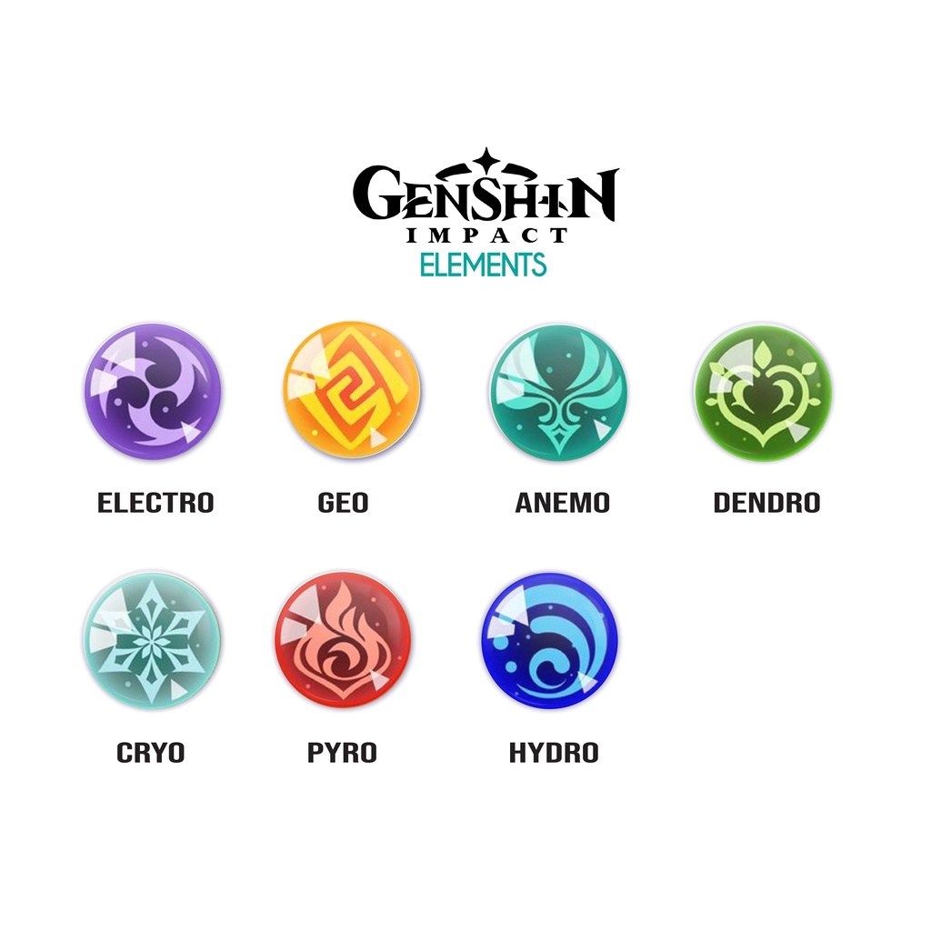 GENSHIN IMPACT Elemental Visions Button Pins, 1.75" High quality Prints ...
