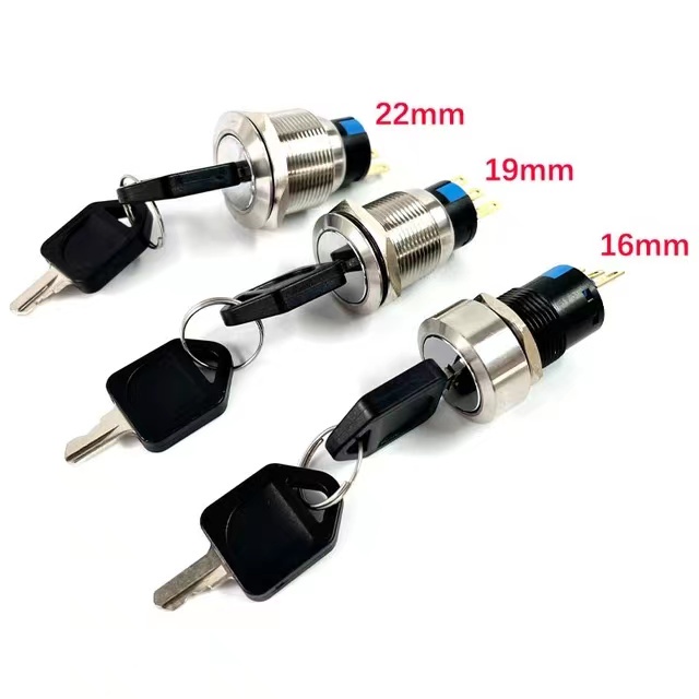 Metal rotary key switch, waterproof stainless steel button, 2 and 3 ...