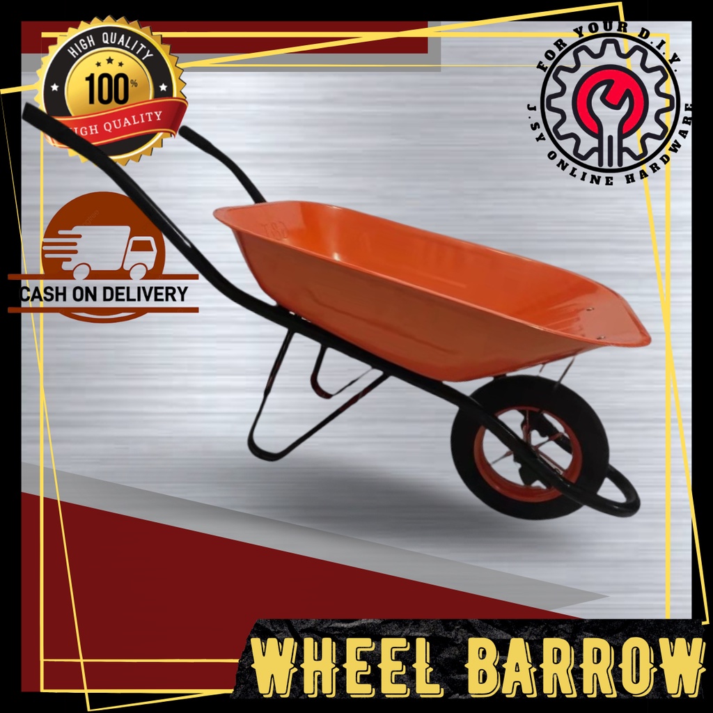Wheel Barrow Heavy-Duty Construction Cart Weight Capacity of 150KGS ...