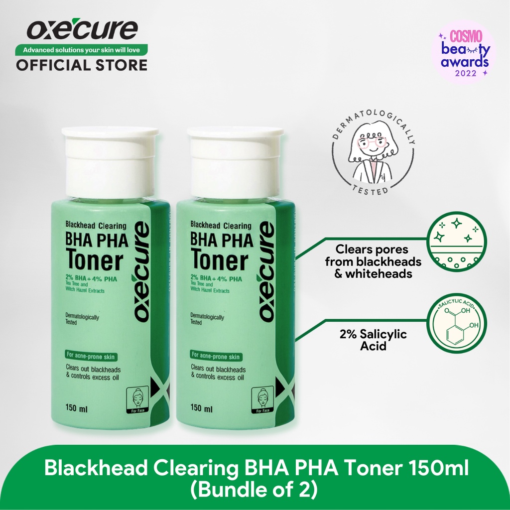 OXECURE Blackhead Clearing BHA PHA Toner 150ml, Bundle of 2 | Shopee ...