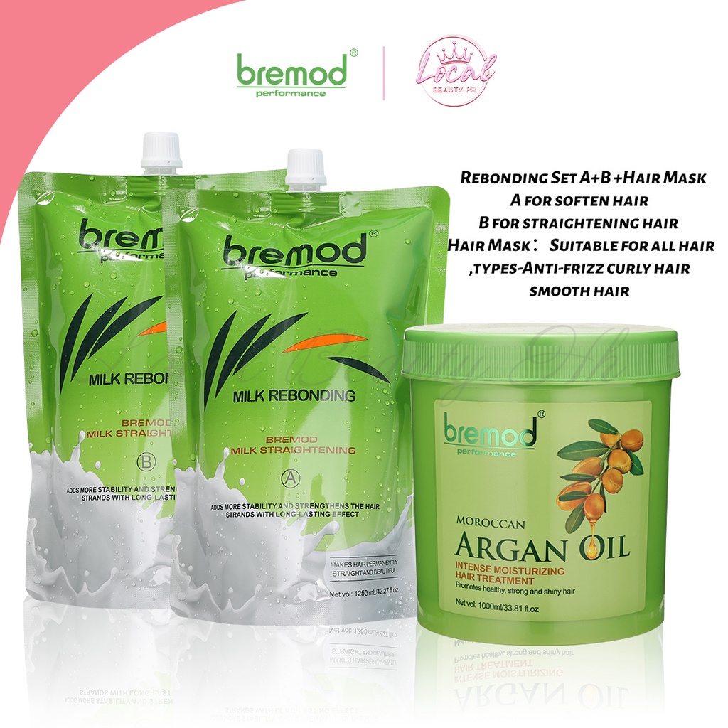 Bremod Rebonding Set A+B 1250ml Milk & Classic + Hair Mask | Shopee ...
