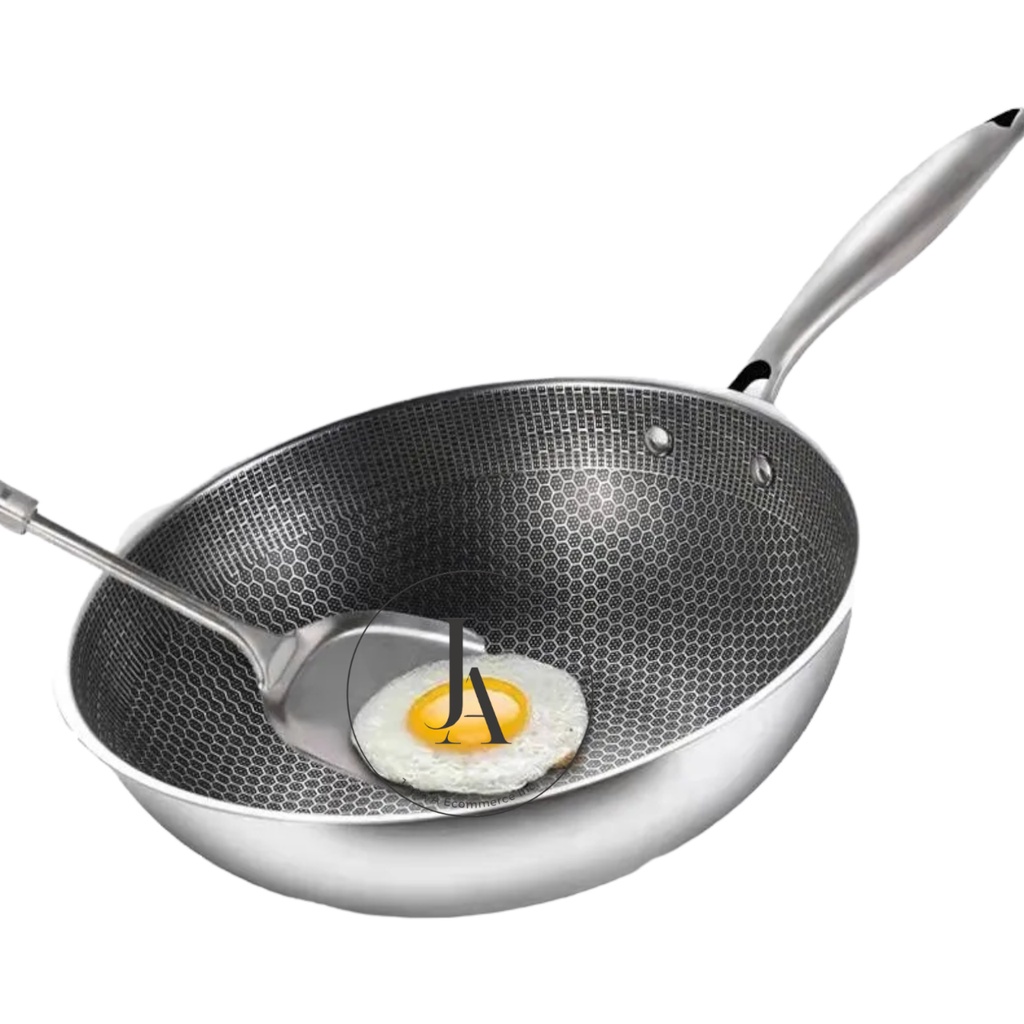 Stainless Steel Wok Frying Pan Wok Honeycomb Design | Shopee Philippines