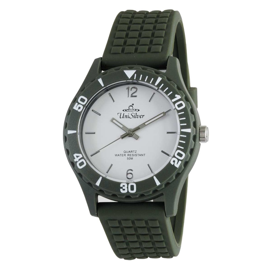 UniSilver TIME CURVEN MAXER Men's Medium Analog Navy Army Green/White ...