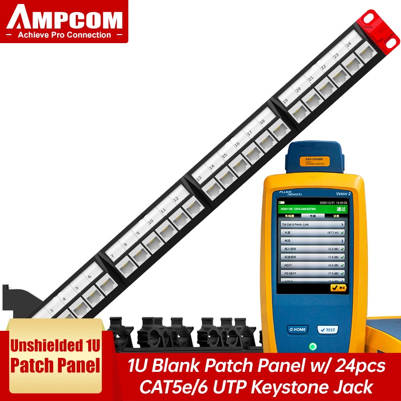 Ampcom Patch Panel, Upgraded Version Cat5E/Cat6 24 Ports/48 Ports Patch ...