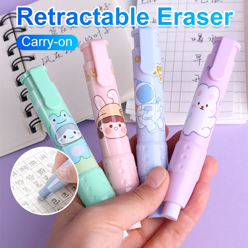 Press Eraser Retractable Pencil Eraser Cute Rubber Stationery Eraser ...