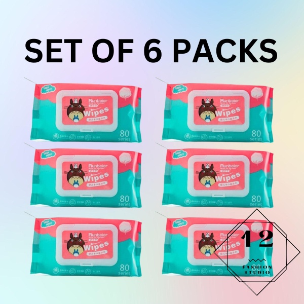 SET OF 6 PACKS Baby Wipes Wet Wipes 80pcs Per Pack | Shopee Philippines