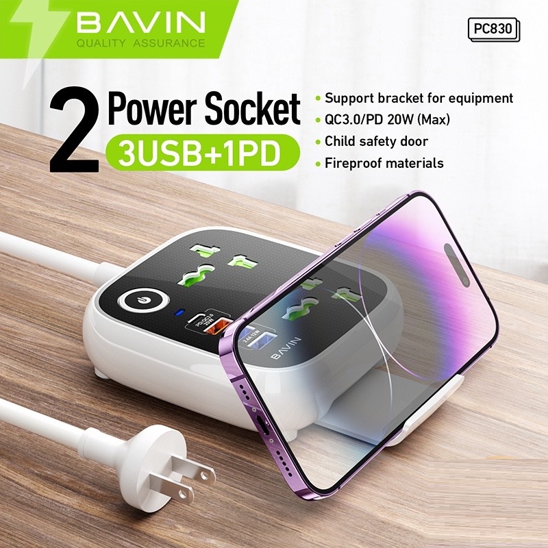 COD BAVIN PC830 QC3.0 & PD Power Socket Hub Extension Multi-Port Fast ...