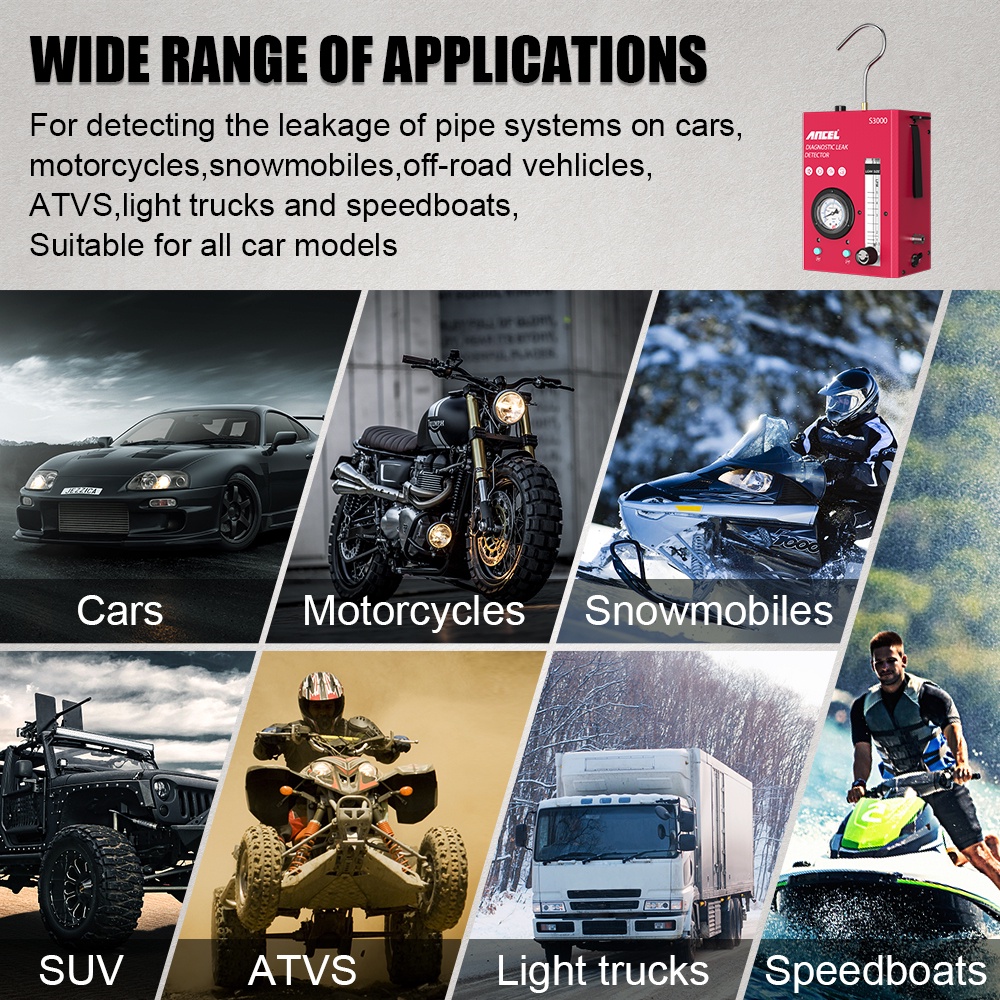 ANCEL S3000 Car Smoke Leak Detector EVAP Smoke Machine Diagnostic Tool ...