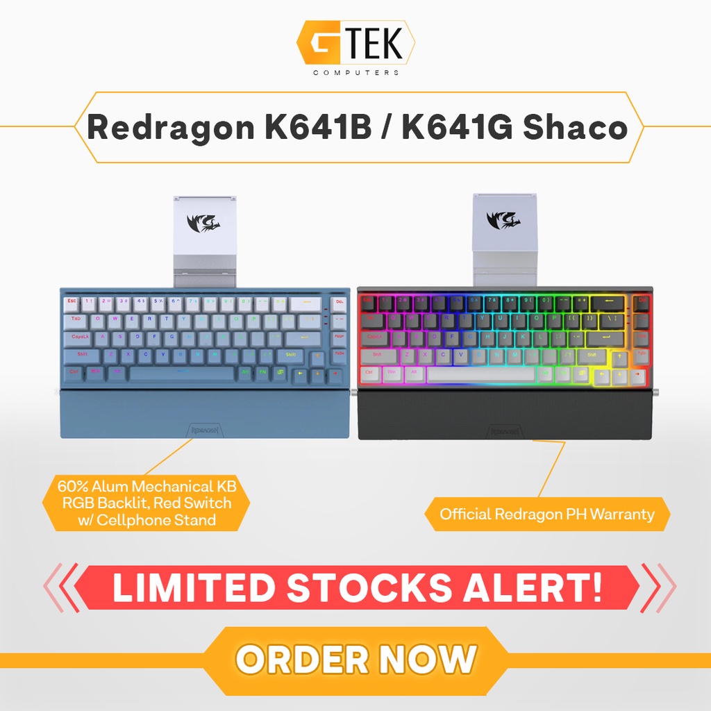 Redragon K641B-BW-RGB K641G-GW-RGB Shaco 60% Aluminum RGB Mechanical ...