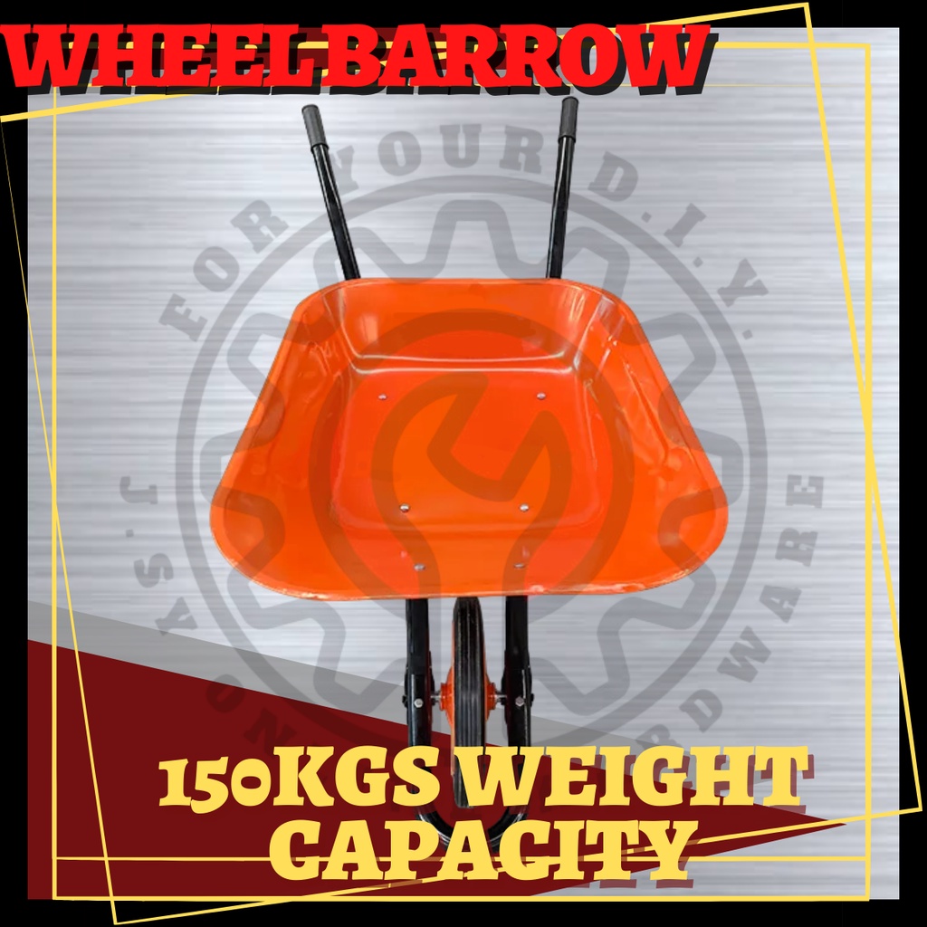 Wheel Barrow Heavy-Duty Construction Cart Weight Capacity of 150KGS ...