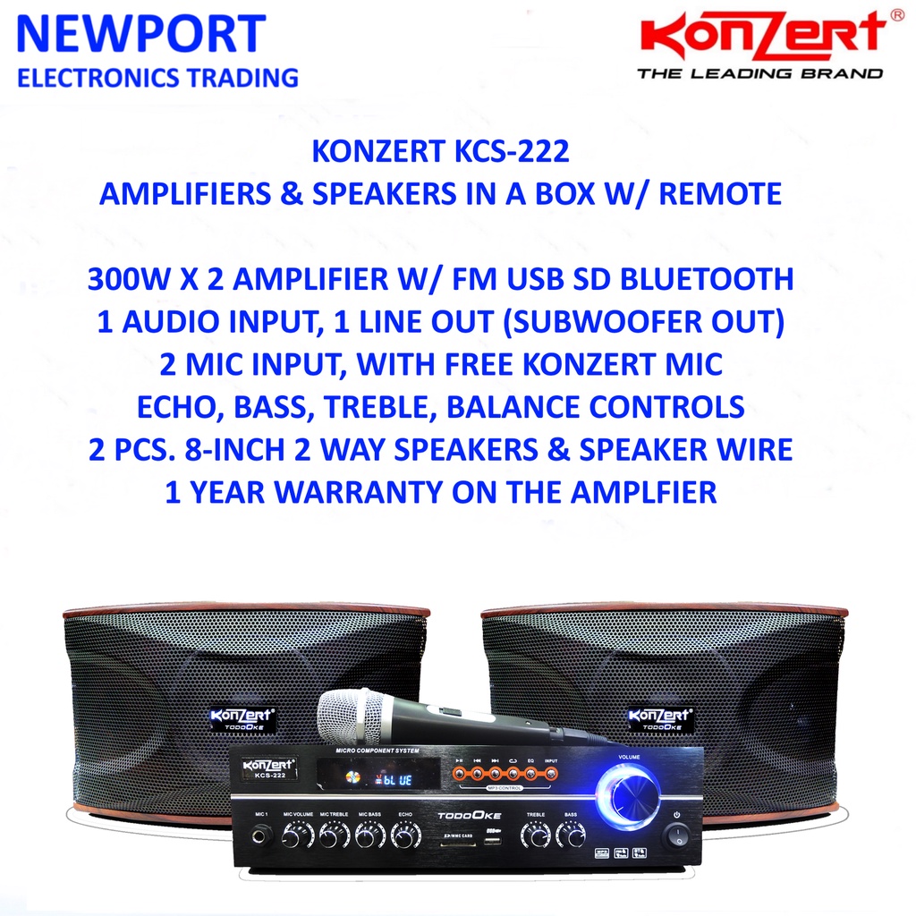 Konzert KCS-222 Micro Component System with 2 Pcs. 8 inch Speakers ...