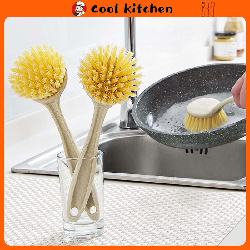 Kitchen Long-Handle Pan Brush Decontamination Household Dishwashing ...