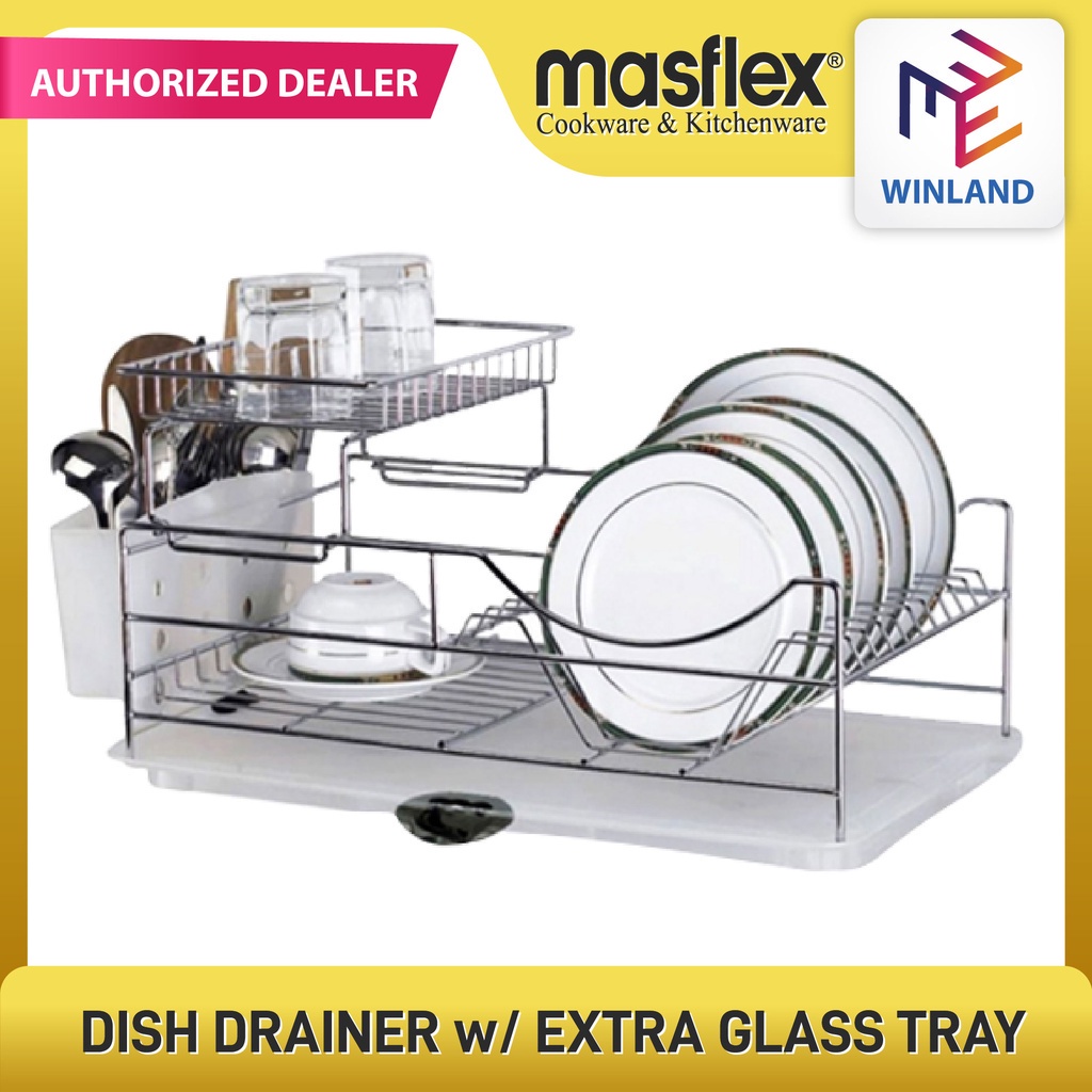 MASFLEX by Winland Dish Drainer With Extra Glass Tray L48.5cm xW29.8cm ...