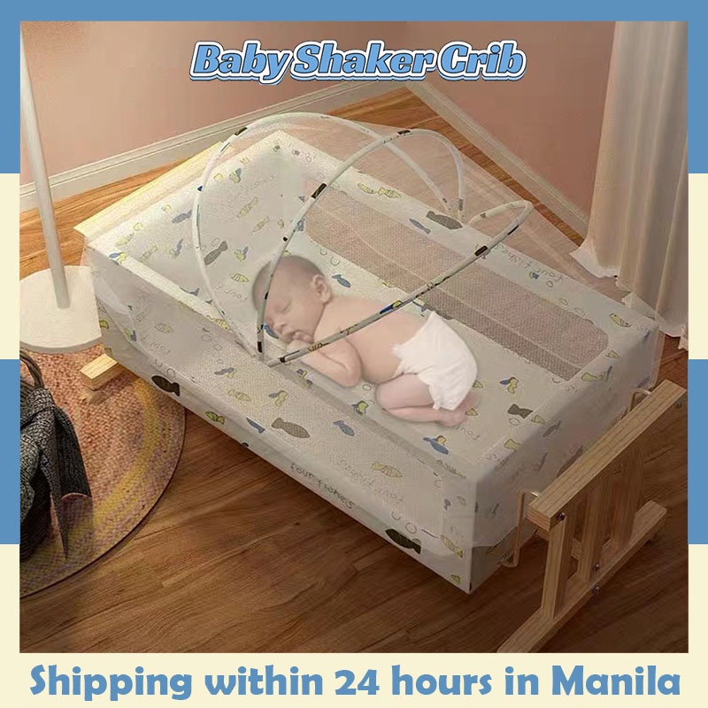 Baby Shaker Crib&Bed Wood Crib Portable Baby Cradle Bed Crib Can Swing ...