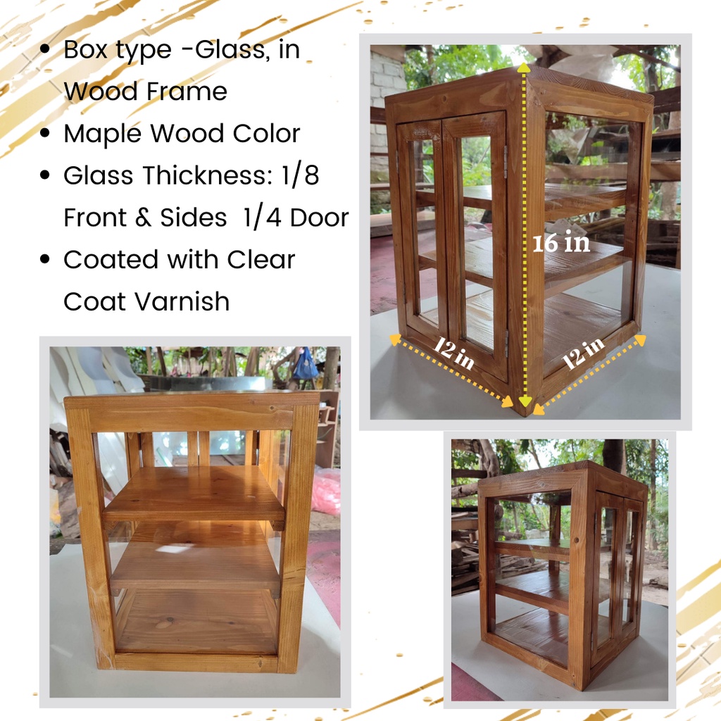 MINI Box Type Pastry Cabinet Double Latch Door Glass Wood Food Display ...