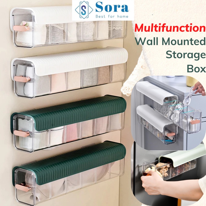 Underwear Organizer Sock Storage Box Wall Mounted Plastic Separated ... Underwear Organizer Sock Storage Box Wall Mounted Plastic Separated ...