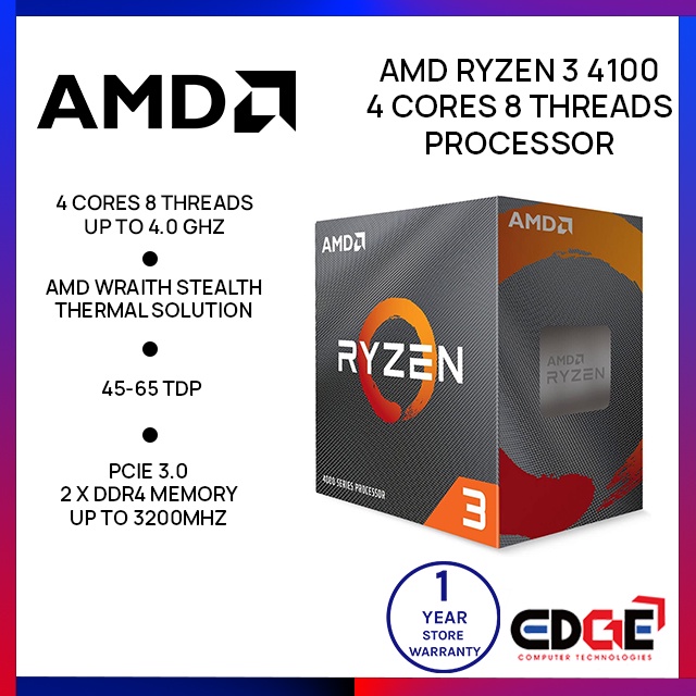EDGE | AMD Ryzen 3 4100 4 Cores 8 Threads up to 4.0 GHz Processor ...