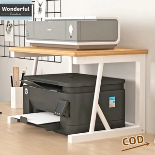 Computer Desk Stand with Printer Double Layers Wooden Monitor Stand ...