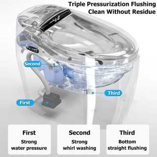 Smart Toilet Dual Mode Auto Flip Cover Adjustable Temp Seat Ring/Water ...