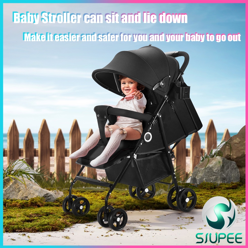 Sitting and Reclining Fold Stroller for Newborn Babies Including Cup ...