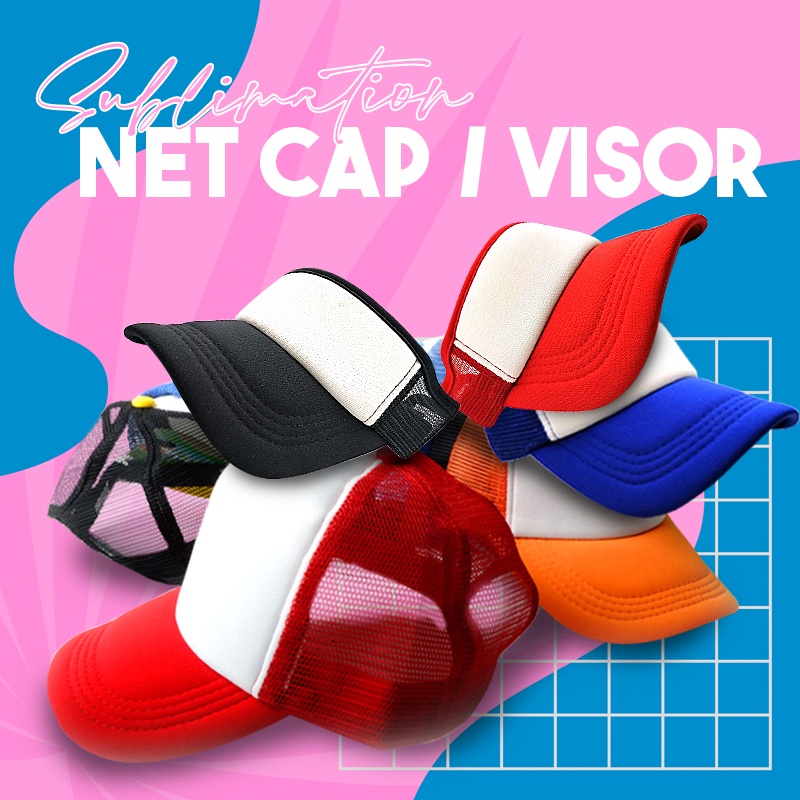 (1 - Piece) Sublimation Printable Polyester Net Cap & Sun Visor Cap for ...