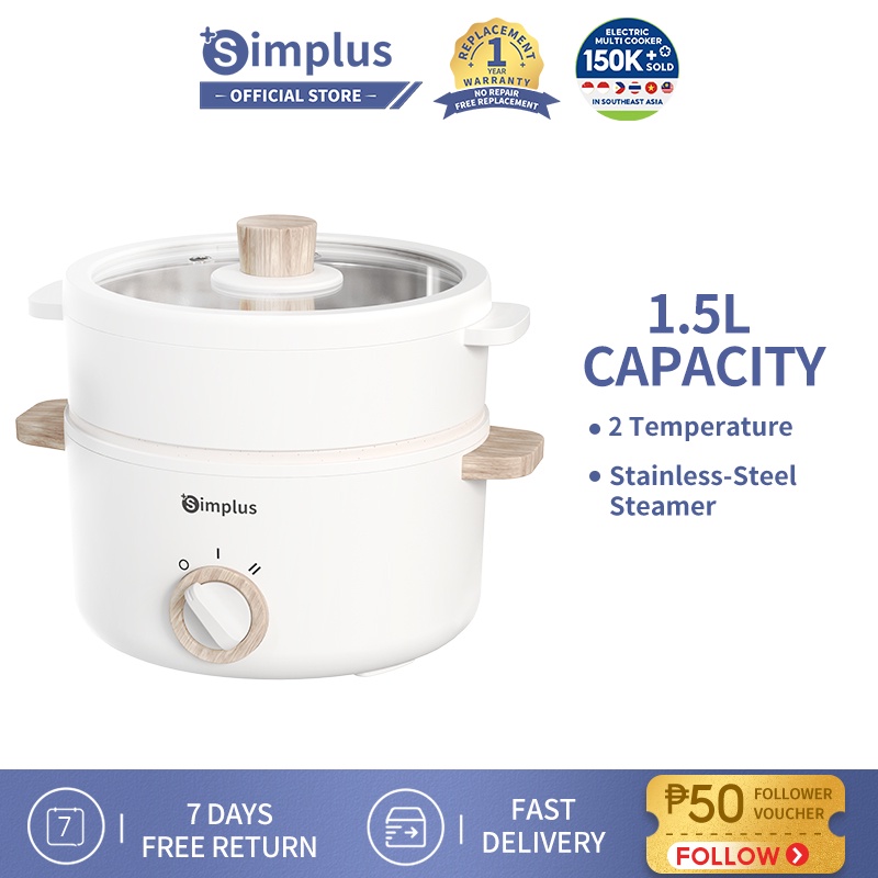 Simplus 1.5L Rice Cooker Mini Multi Function Cooker Inner Pot With ...
