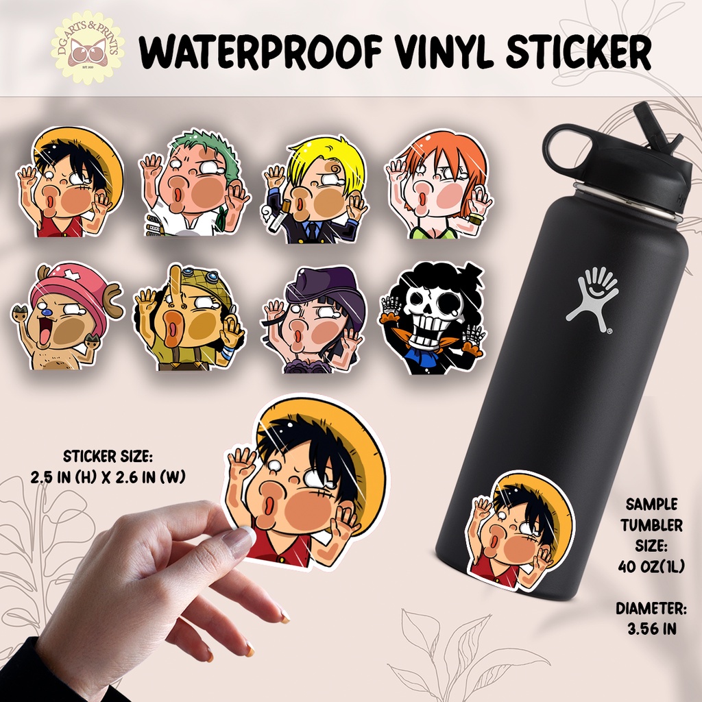 One Piece Glass Hit Die Cut Sticker | Tumbler Sticker Waterproof Anime ...