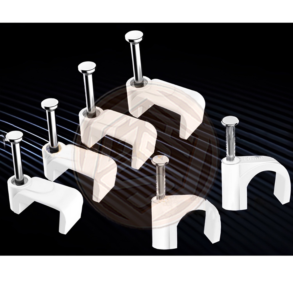 Cable clamp Cable Clips 100pcs. (PVC Clips) Cable Ethernet TV Telephone ...