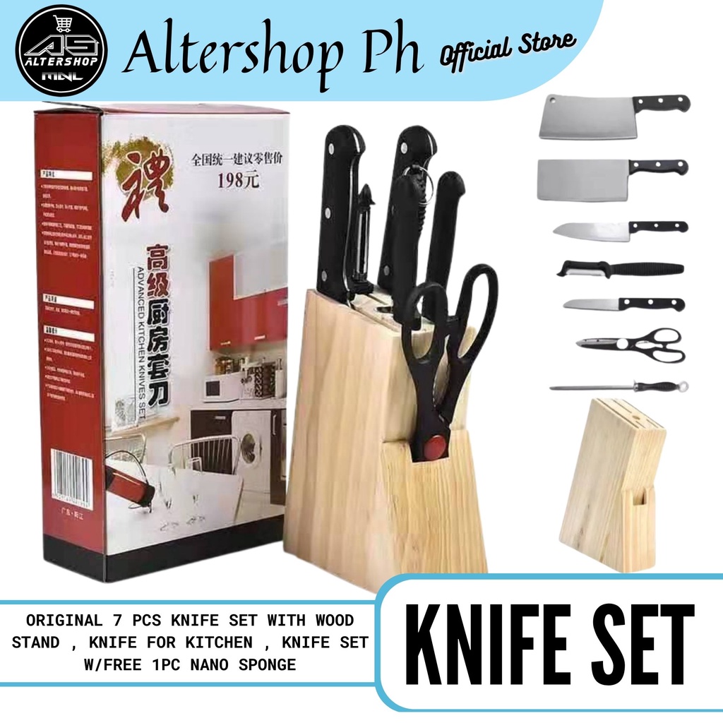 Original 7 Pcs Knife Set With Wood Stand , Knife for Kitchen , Knife ...