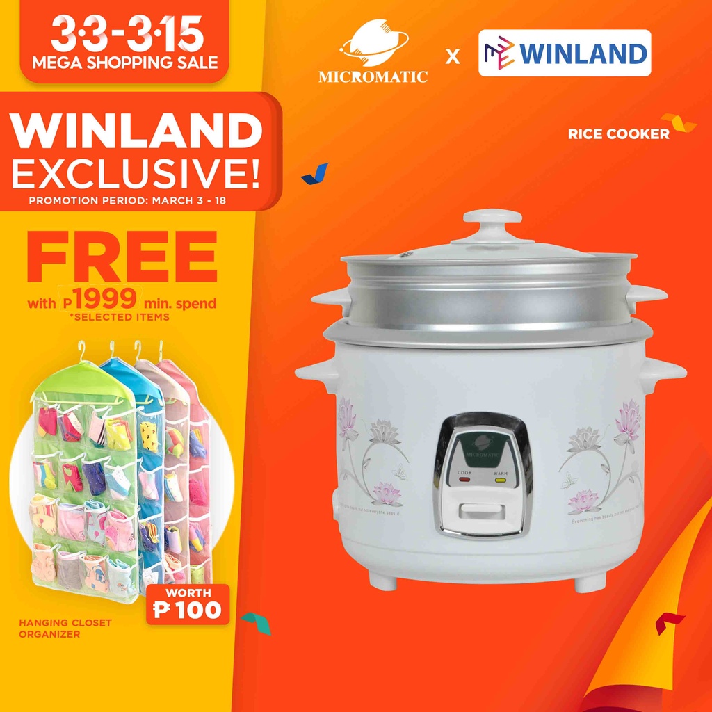 MICROMATIC by Winland Rice Cooker 1.8L 10 Cups of Rice with Steamer ...