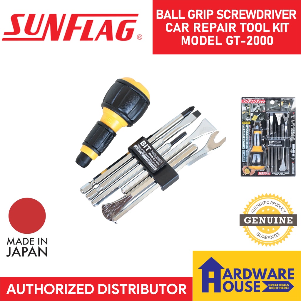 MADE IN JAPAN ORIGINAL Ball Grip Screwdriver 6IN1 Car Auto Repair Tool Kit Set SUNFLAG TOOLS ...