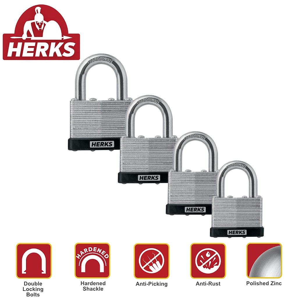 HERKS by Winland Heavy Duty Laminated Padlock - Short Shackle (40mm ...