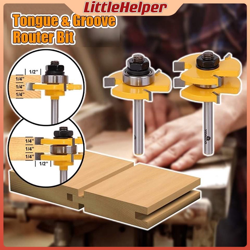 Tongue & Groove Router Bit Set Milling Router Bit Set 3 Teeth T-Shape ...
