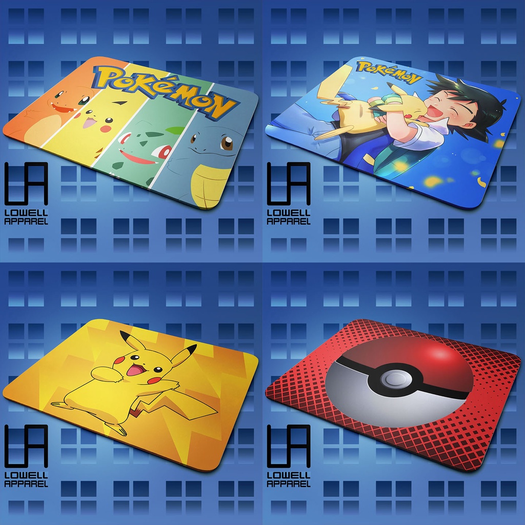 Pokemon Ash Pikachu Charmander Bulbasaur Squirtle Pokeball Mousepad ...