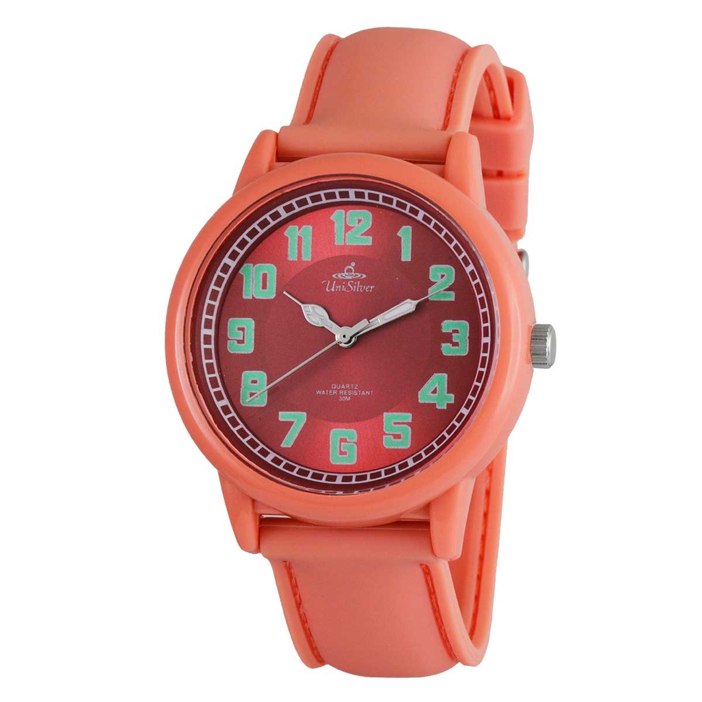 UniSilver TIME ZAIGO FLINT Men's Large Analog Metallic Pink/Red Rubber ...
