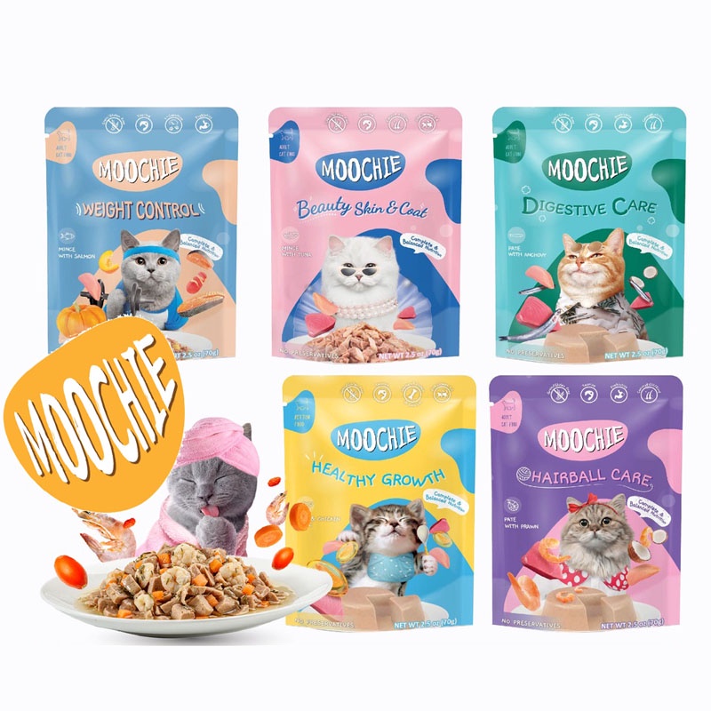 Moochie Wet Cat Food Mince/Pate/Mousse Assorted Flavors W/ Unique Benefits 70g Pouch | Shopee ...