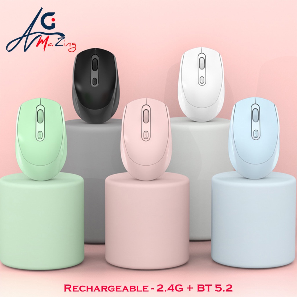Rechargeable Wireless Dual Mouse 2.4G And Bluetooth Silent Ergonomic ...