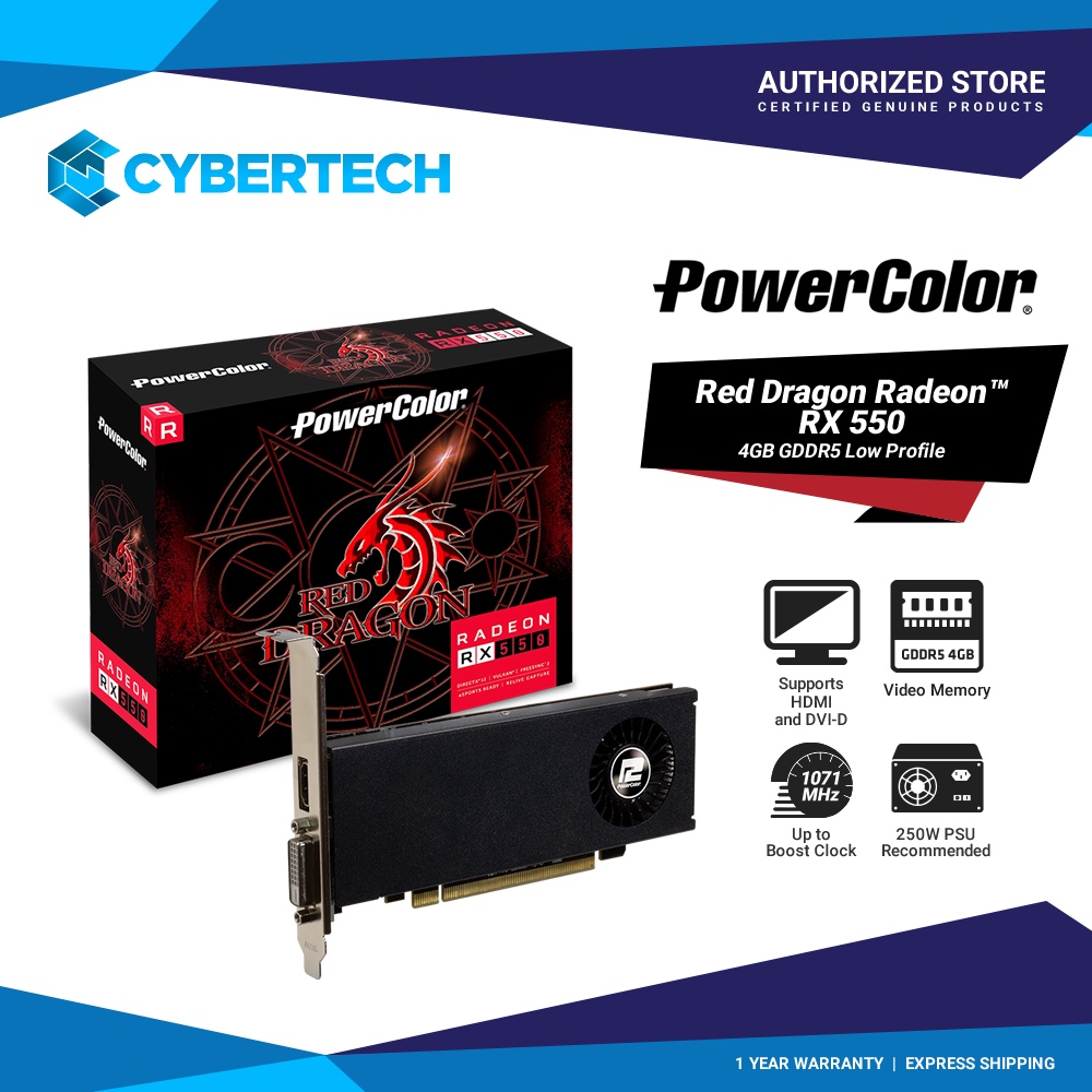 PowerColor Red Dragon Radeon RX 550 4Gb GDDR5 Low Profile AXRX 4GBD5 ...