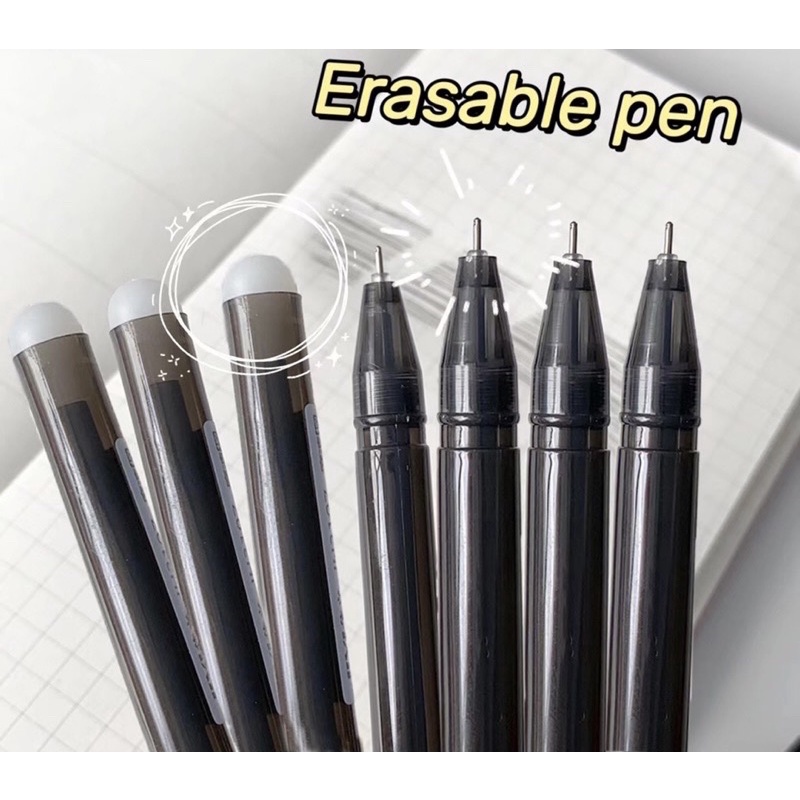PENNY# friction pen erasable ballpen with eraser black refill set 0.5mm ...